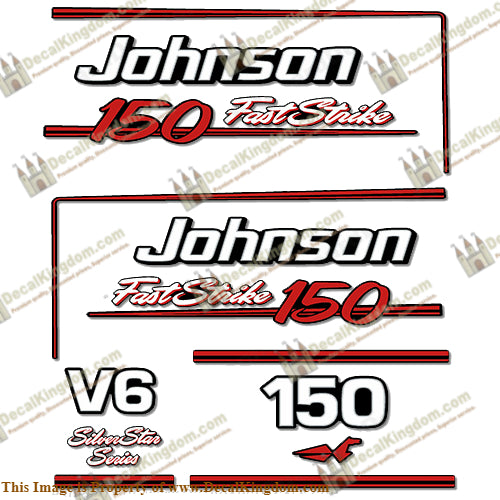 Johnson 150hp V6 FastStrike Silver Star Series Decals - 1991 - 1996