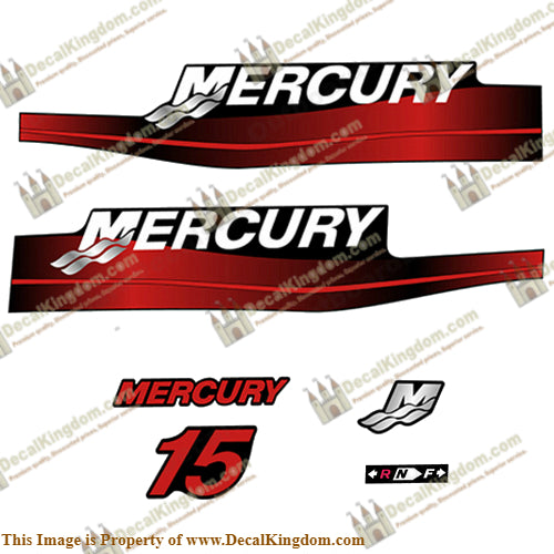 Mercury 15hp 2-Stroke Decal Kit 1999-2006 (Red)