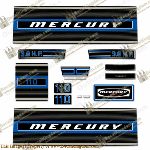 Mercury 1975 9.8HP Outboard Engine Decals